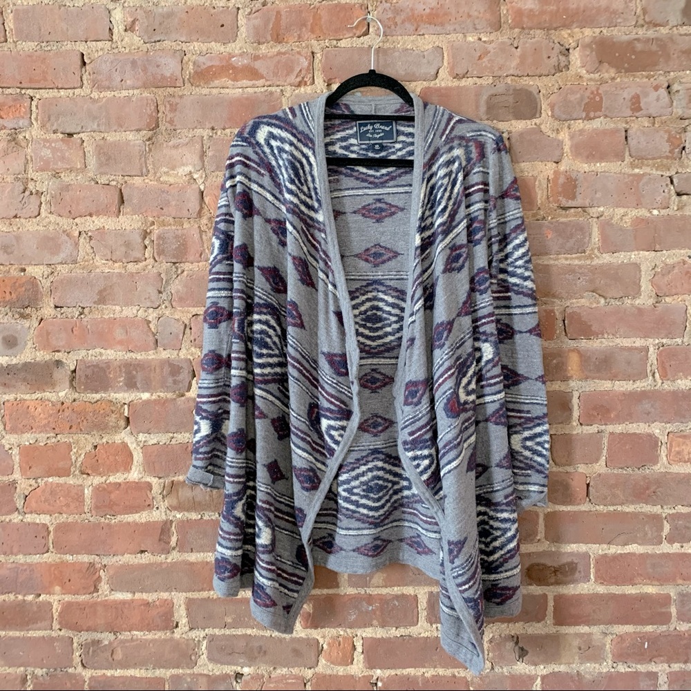 Vintage Lucky Brand Aztec Tribal Wrap Cardigan Sweater - Gem